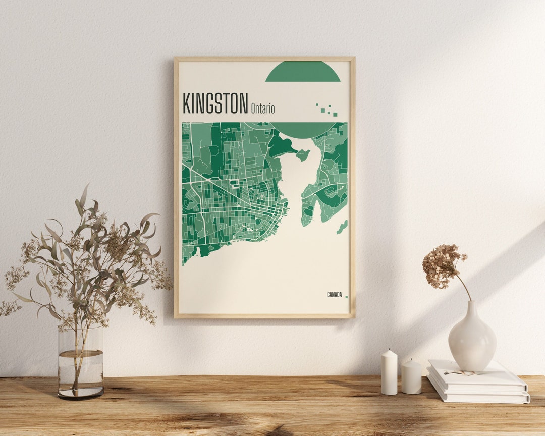 Print Map Kingston Ontario City Maps Canada City Map Terracotta Prints ...