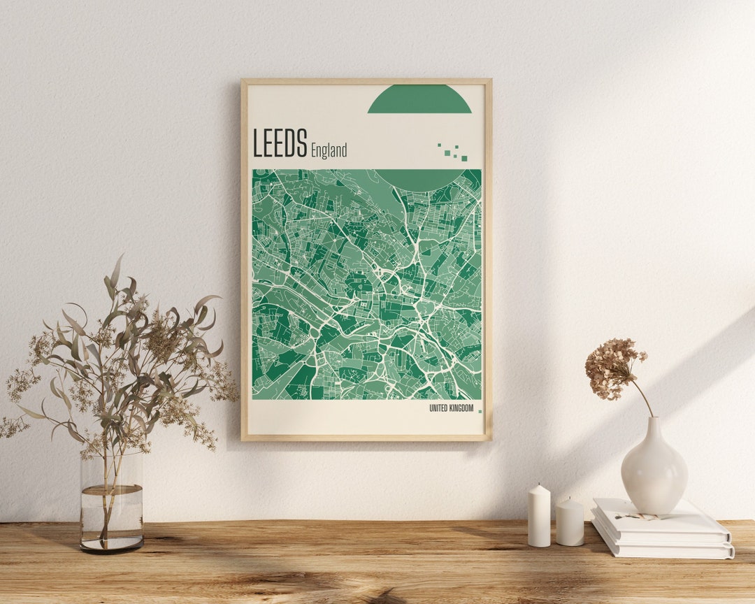 Print Map LEEDS England City Map Terracotta Prints Green and Blue Jade ... Print Map LEEDS England City Map Terracotta Prints Green and Blue Jade ...