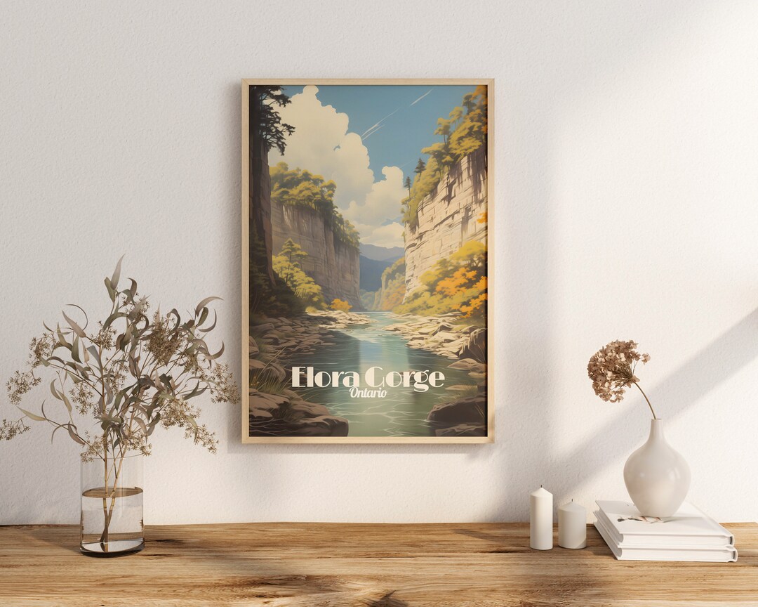 Poster Elora Gorge Print Ontario Travel Poster Scenic Nature Art Print ...