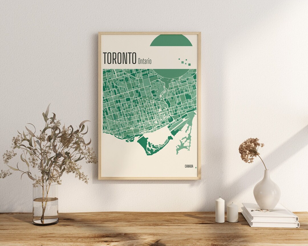 Print Map Toronto Ontario City Maps Canada City Map Terracotta Prints ...