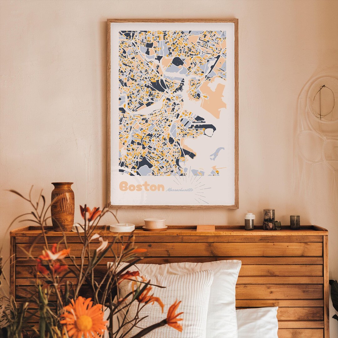 One Custom Map Posters, Vintage Map Design, Modern, Colourful City Map, Custom Map Prints ...