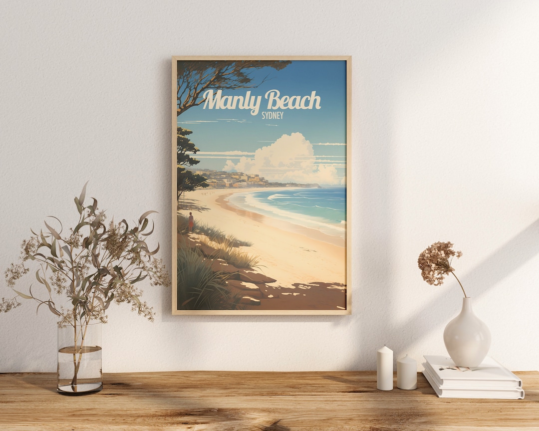 Poster Manly Beach Print New South Wales Australia Travel Poster Scenic ...
