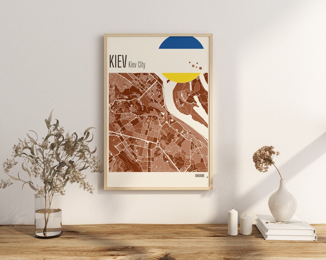 Print Map KIEW Stadtplan Terrakotta Prints Grüne und blaue Jade ...