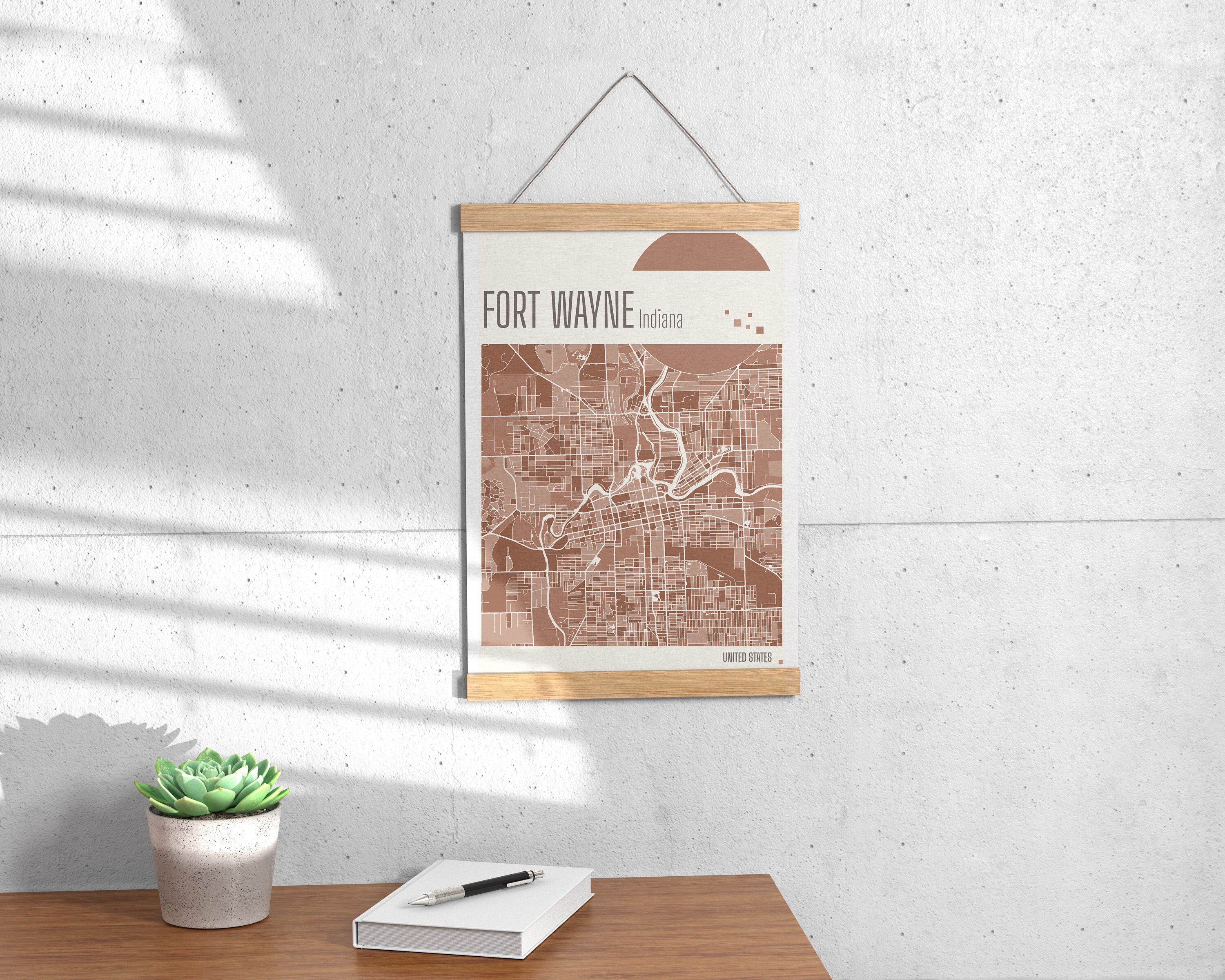 Print Map Fort Wayne Indiana City Map Terracotta Prints Green - Etsy