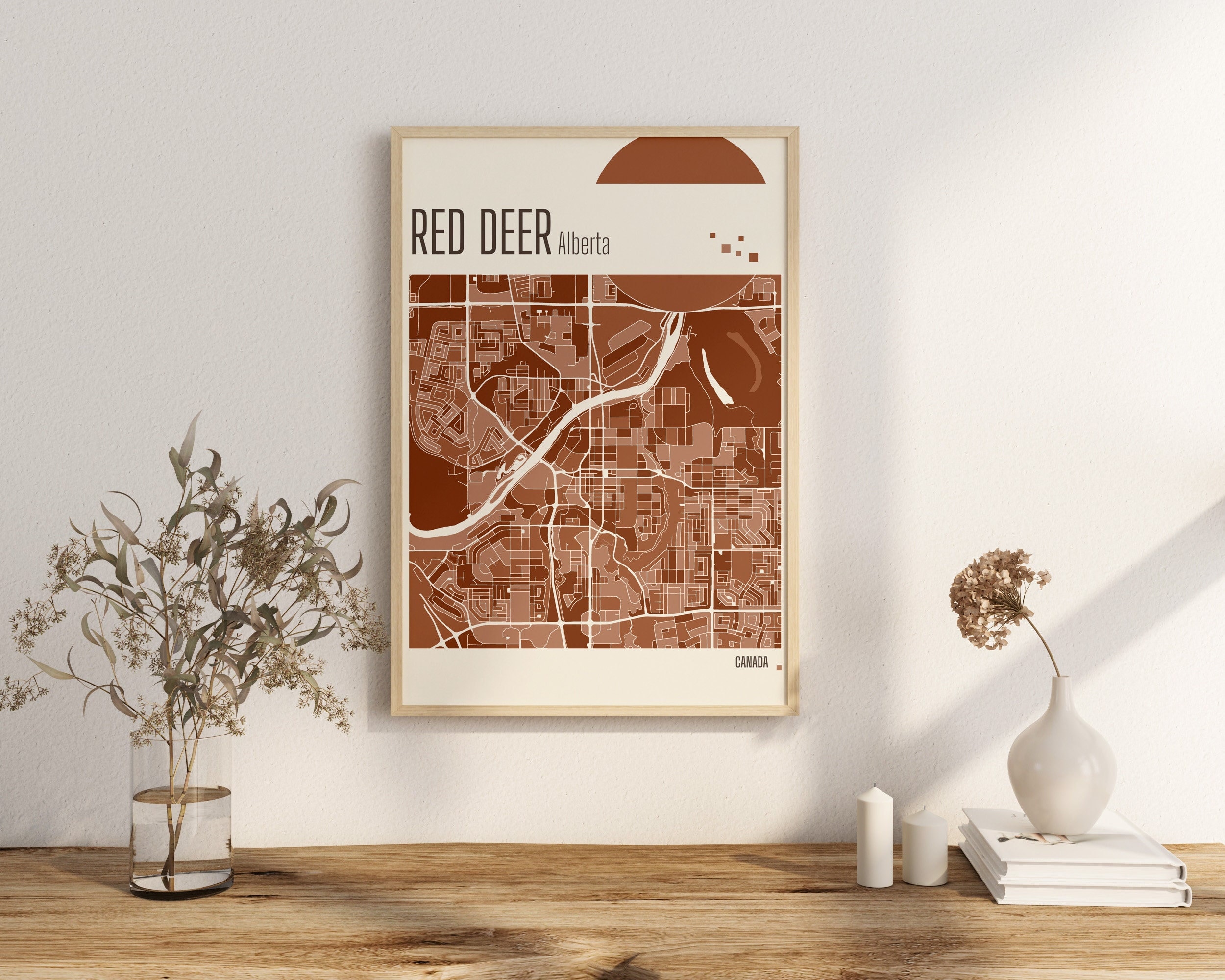 Print Map Red Deer Alberta City Maps Canada City Map - Etsy