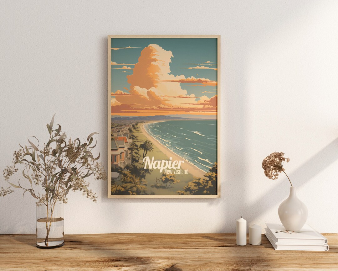 Poster Napier Print Hawke's Bay New Zealand Travel Poster Scenic ...