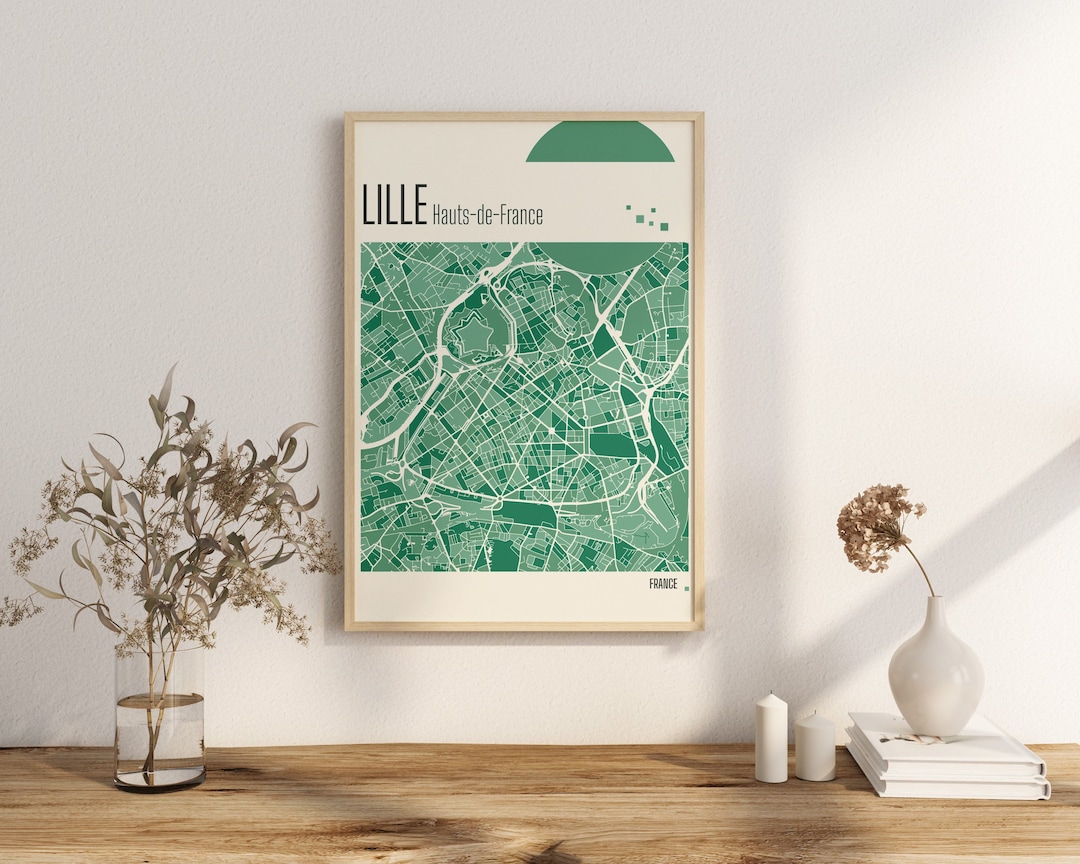 Print Map Lille Hauts-de-france City Maps France City Map Terracotta ...