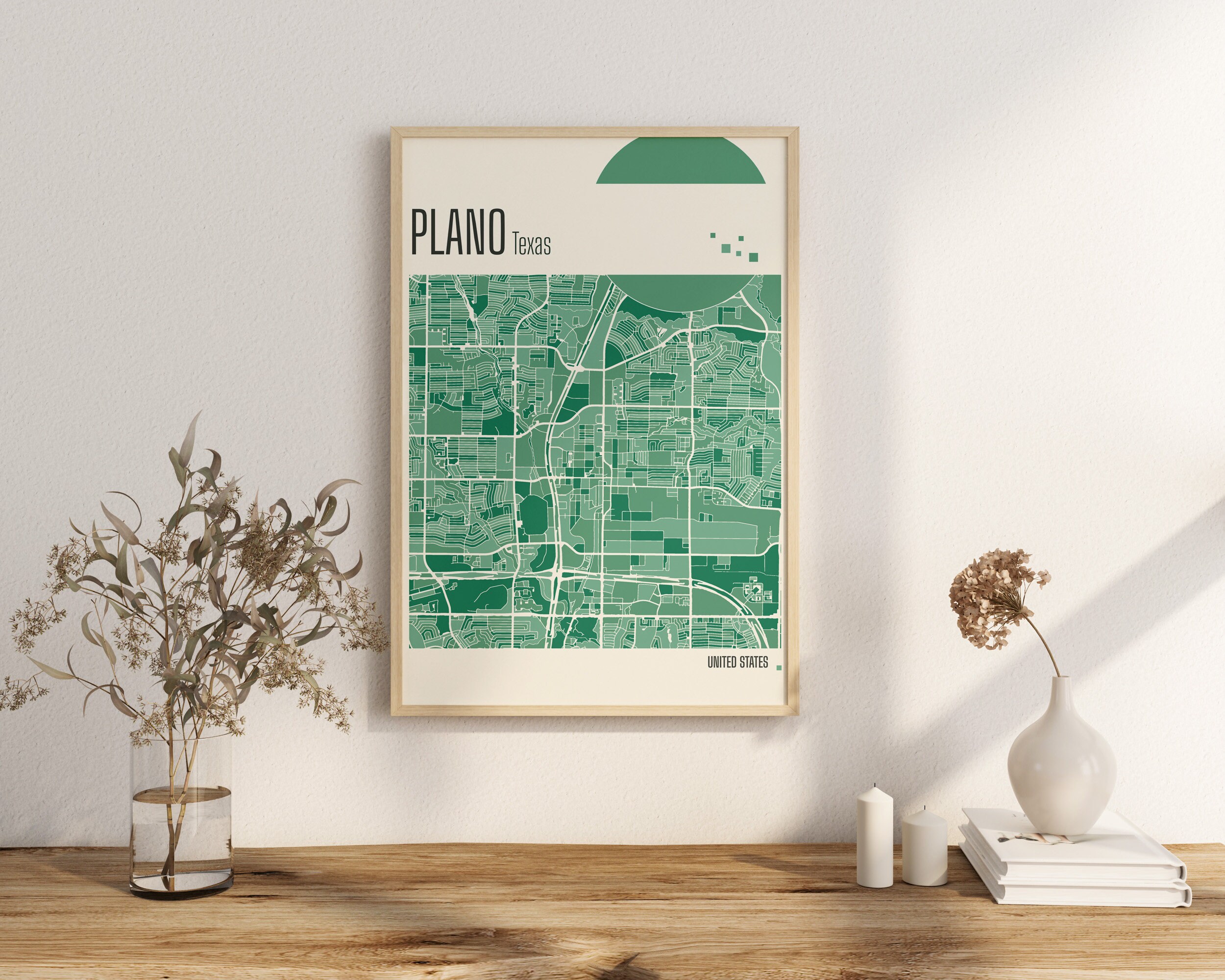 Print Map PLANO Texas City Map Terracotta Prints Green and - Etsy