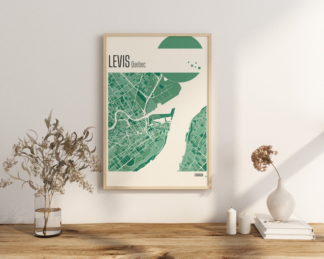 Print Map Levis Quebec City Maps Canada City Map Terracotta Prints ...