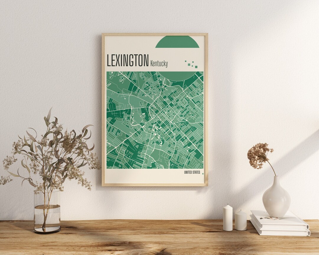 Print Map Lexington Kentucky City Map Terracotta Prints Green and Blue ...