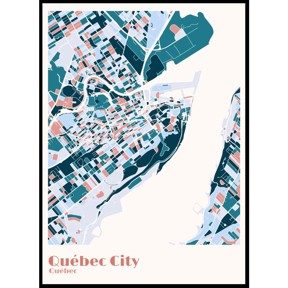Print Map Québec City Québec City Maps City Map Prints Wall - Etsy