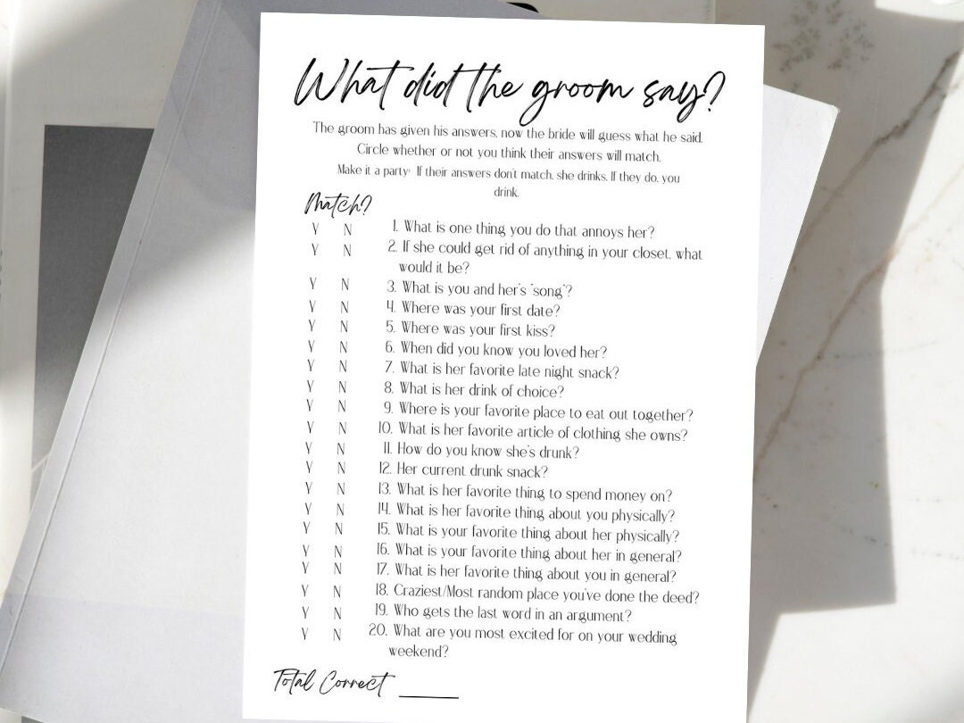 What Did the Groom Say Bachelorette Party Game Printable Custom ...