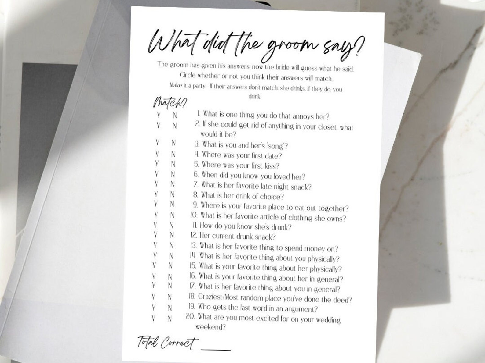 What Did the Groom Say Bachelorette Party Game Printable Custom ...