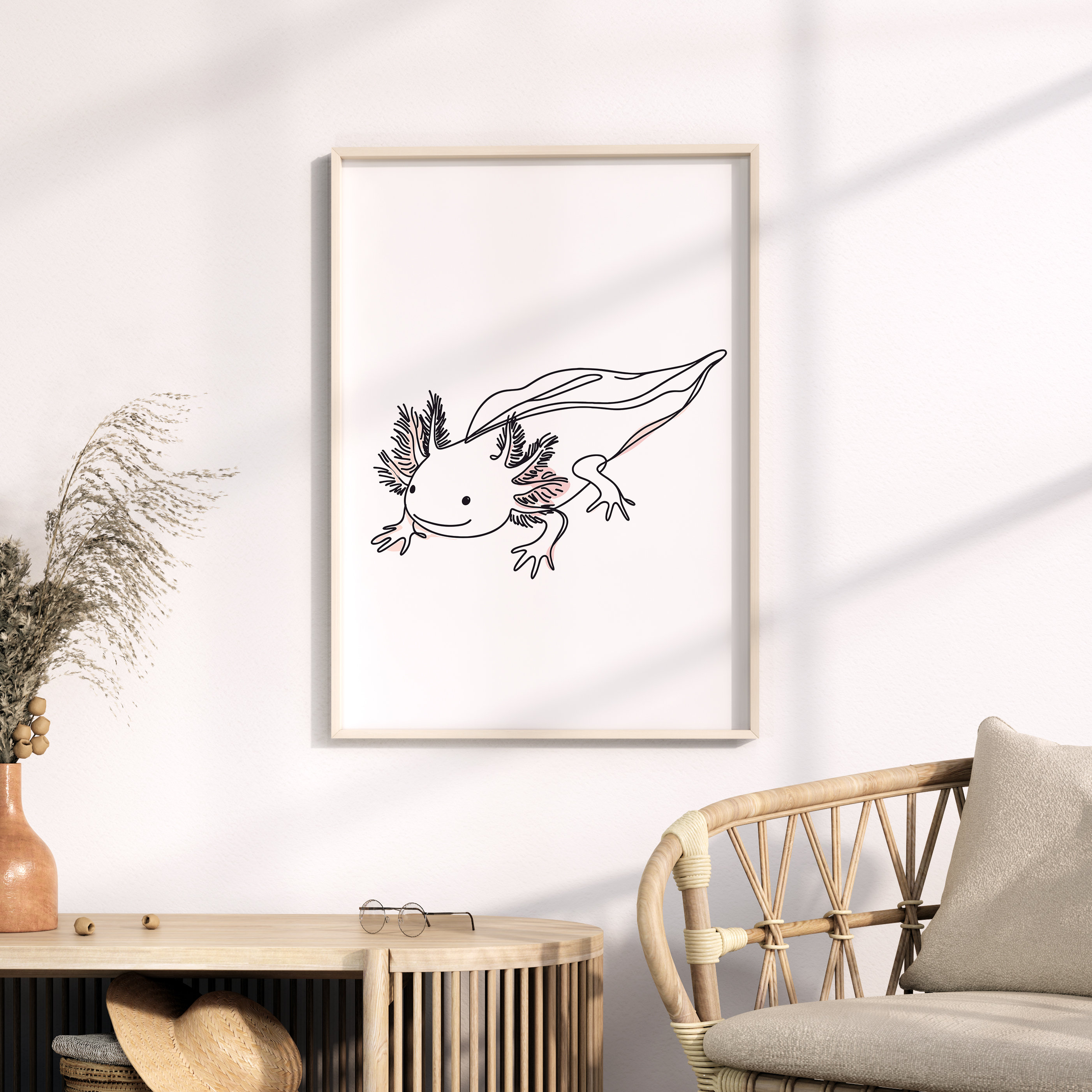 Line Drawing Axolotl, Axolotl Line Art Print, Minimalist Abstract ...