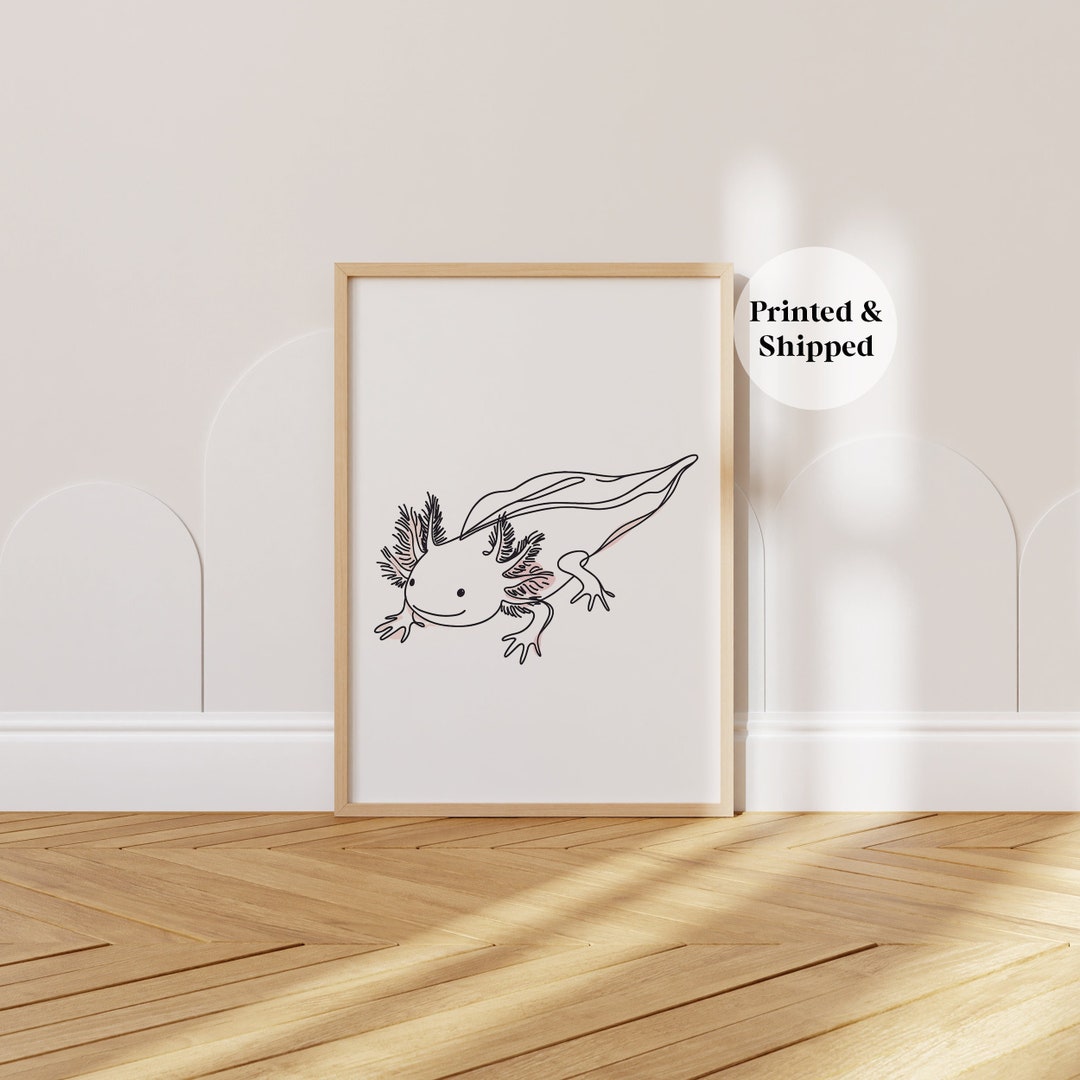 Line Drawing Axolotl, Axolotl Line Art Print, Minimalist Abstract ...