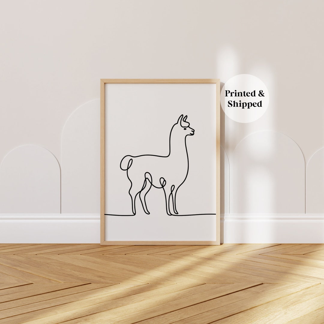 Alpaca Line Drawing, Black & White Alpaca Line Art, Minimalist Alpaca ...