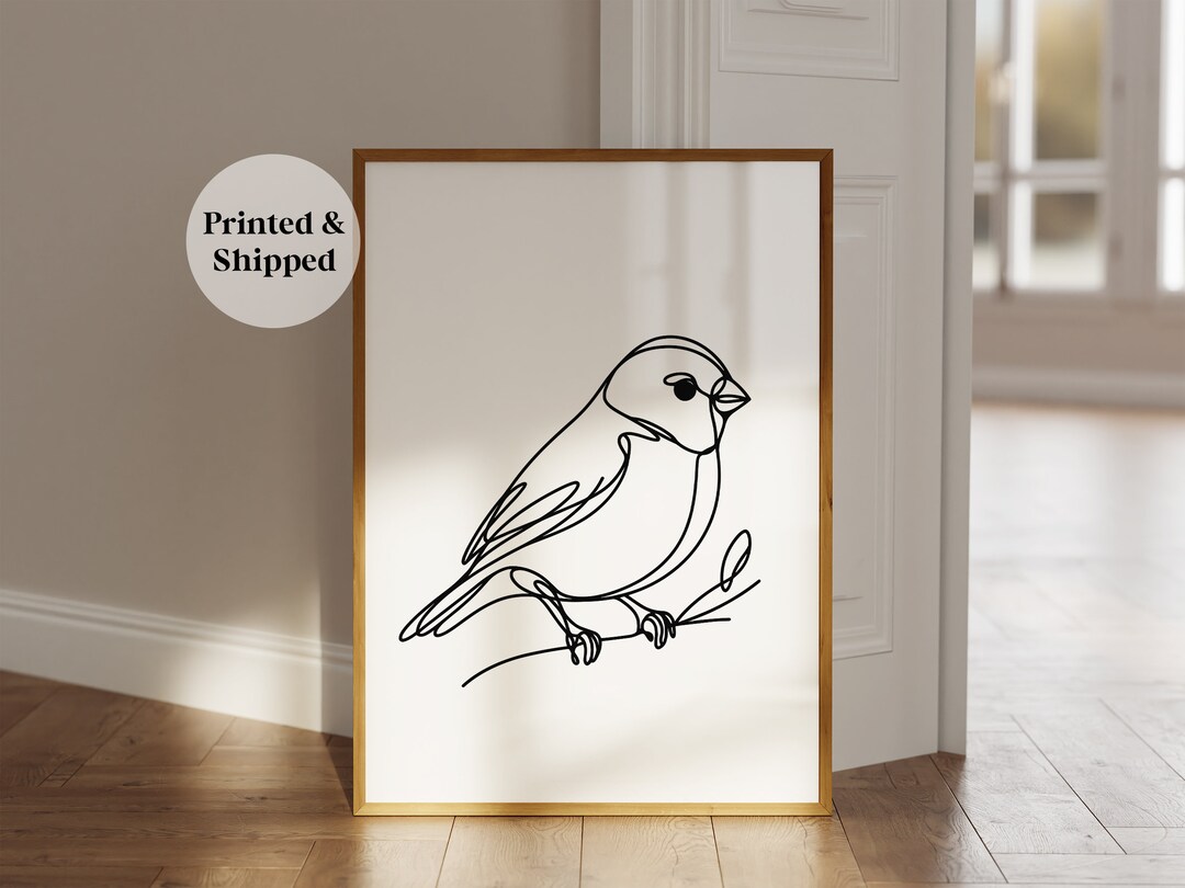 Line Drawing Canary Black & White, Minimalist Canary Line Art Print ...