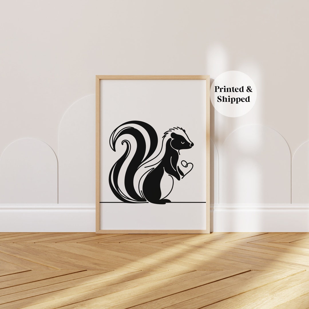 Black & White Skunk Line Art Print, Minimalist Abstract Line Drawing ...