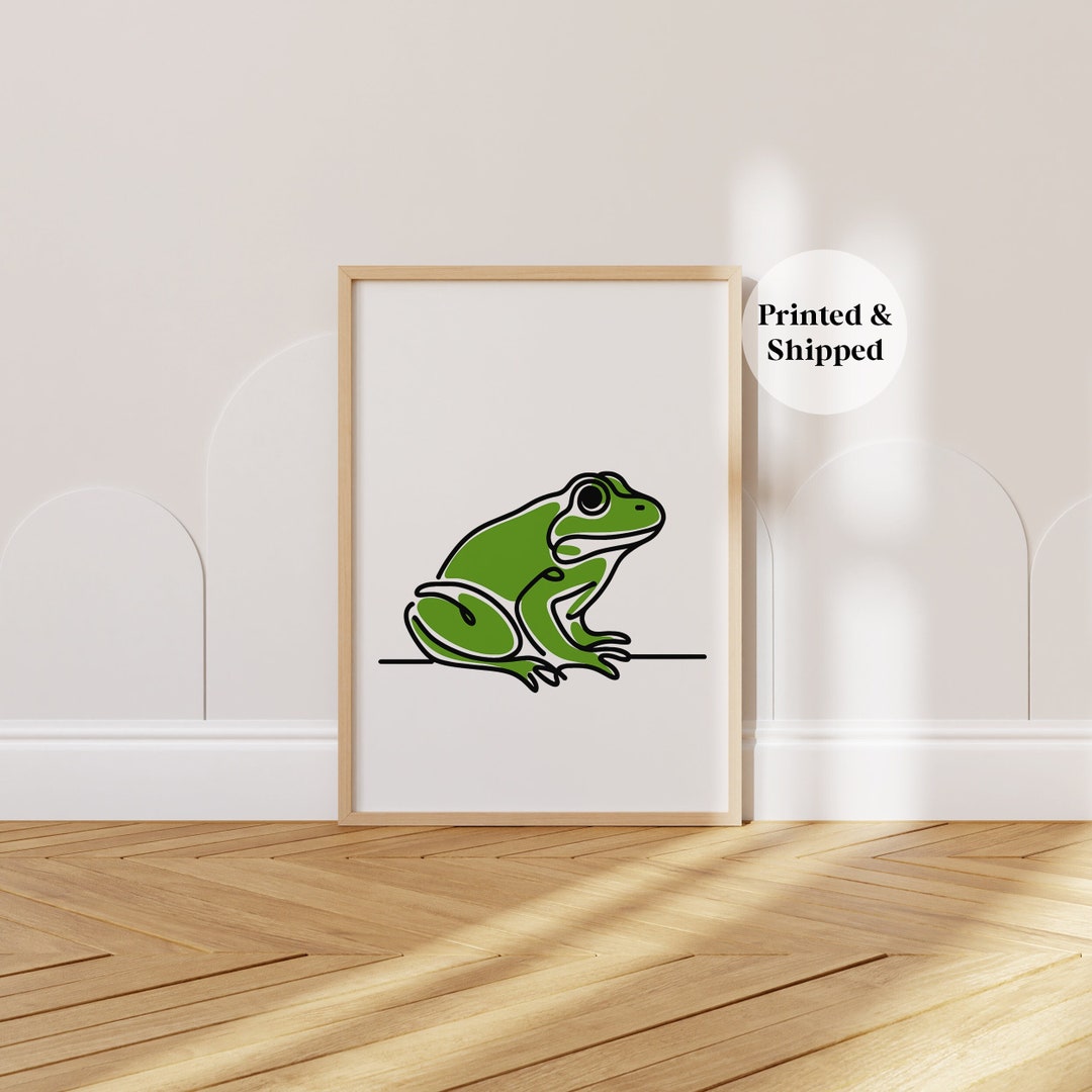 Frog Line Drawing, Green Frog Line Art, Minimalist Frog Print, Abstract ...