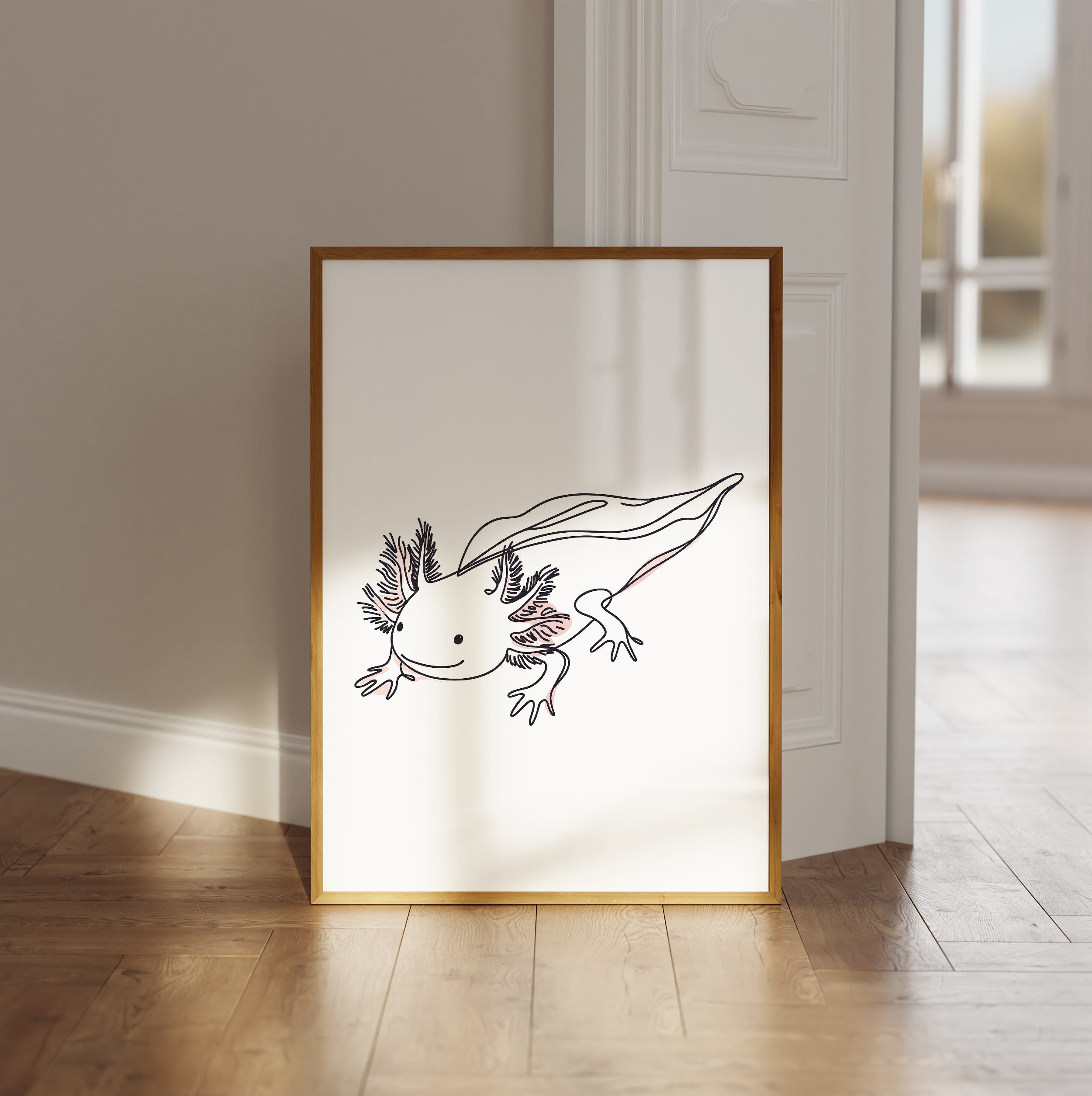 Line Drawing Axolotl, Axolotl Line Art Print, Minimalist Abstract ...