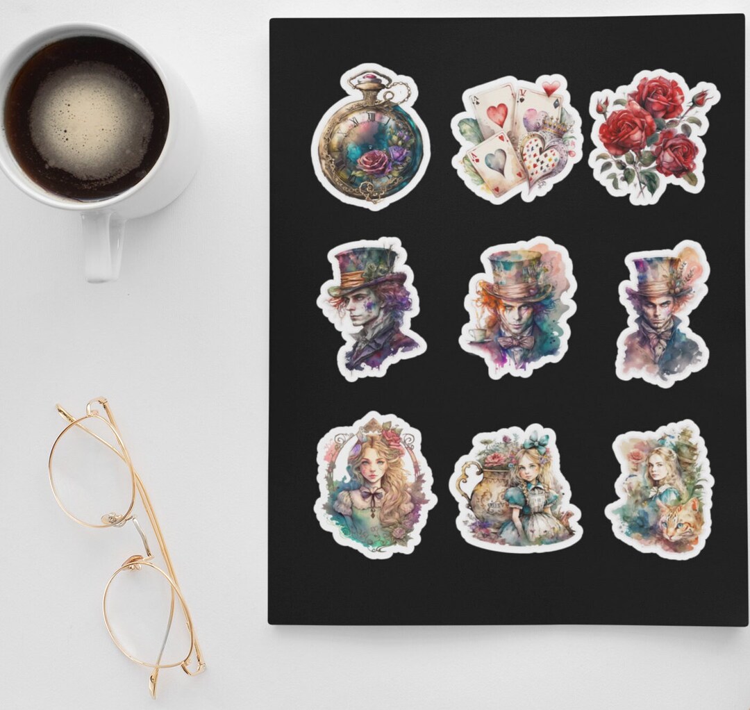 Alice in Wonderland Sticker Sheet | Printable Stickers| Instant Digital ...