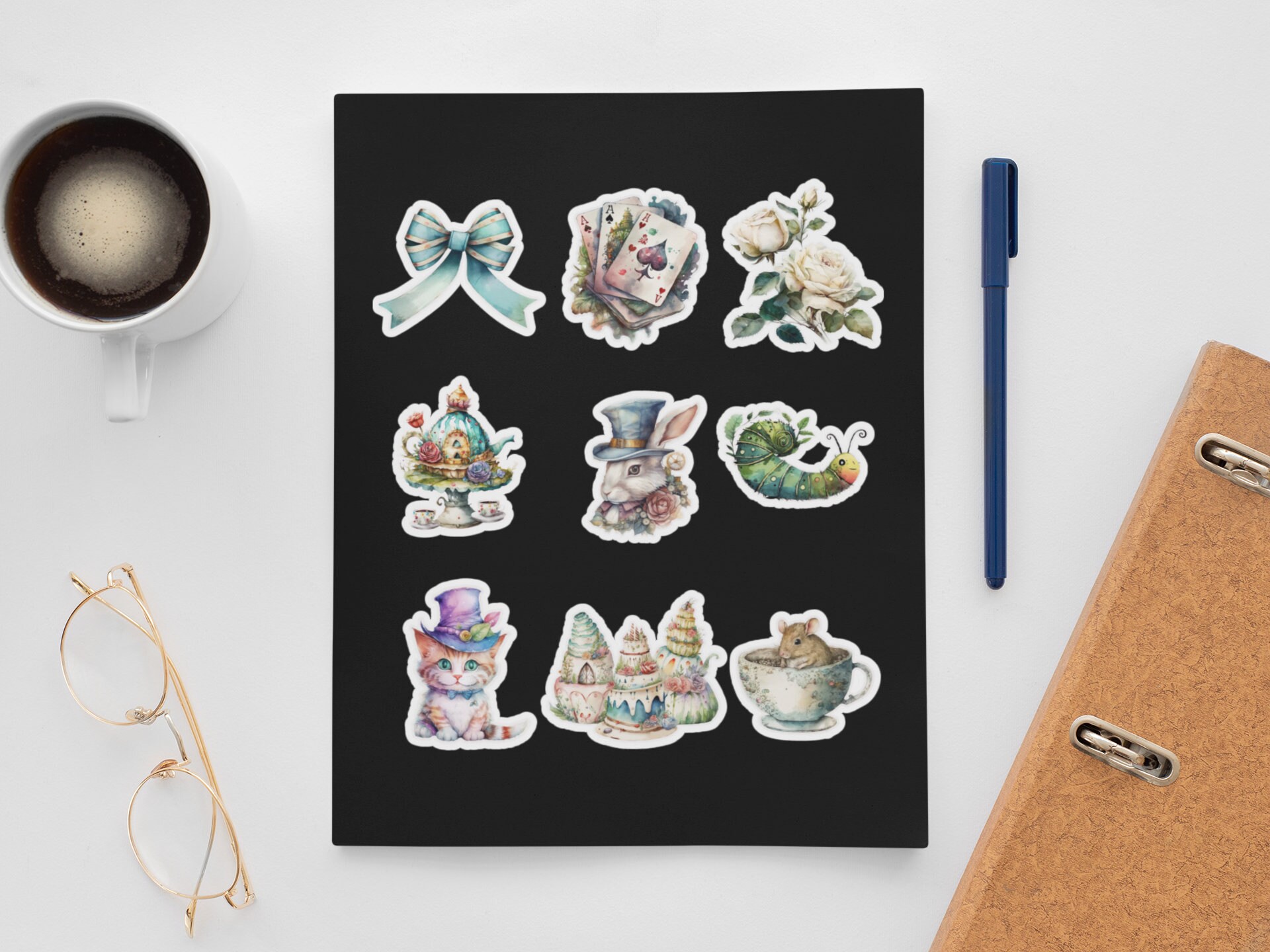Alice in Wonderland Sticker Sheet | Printable Stickers| Instant Digital ...