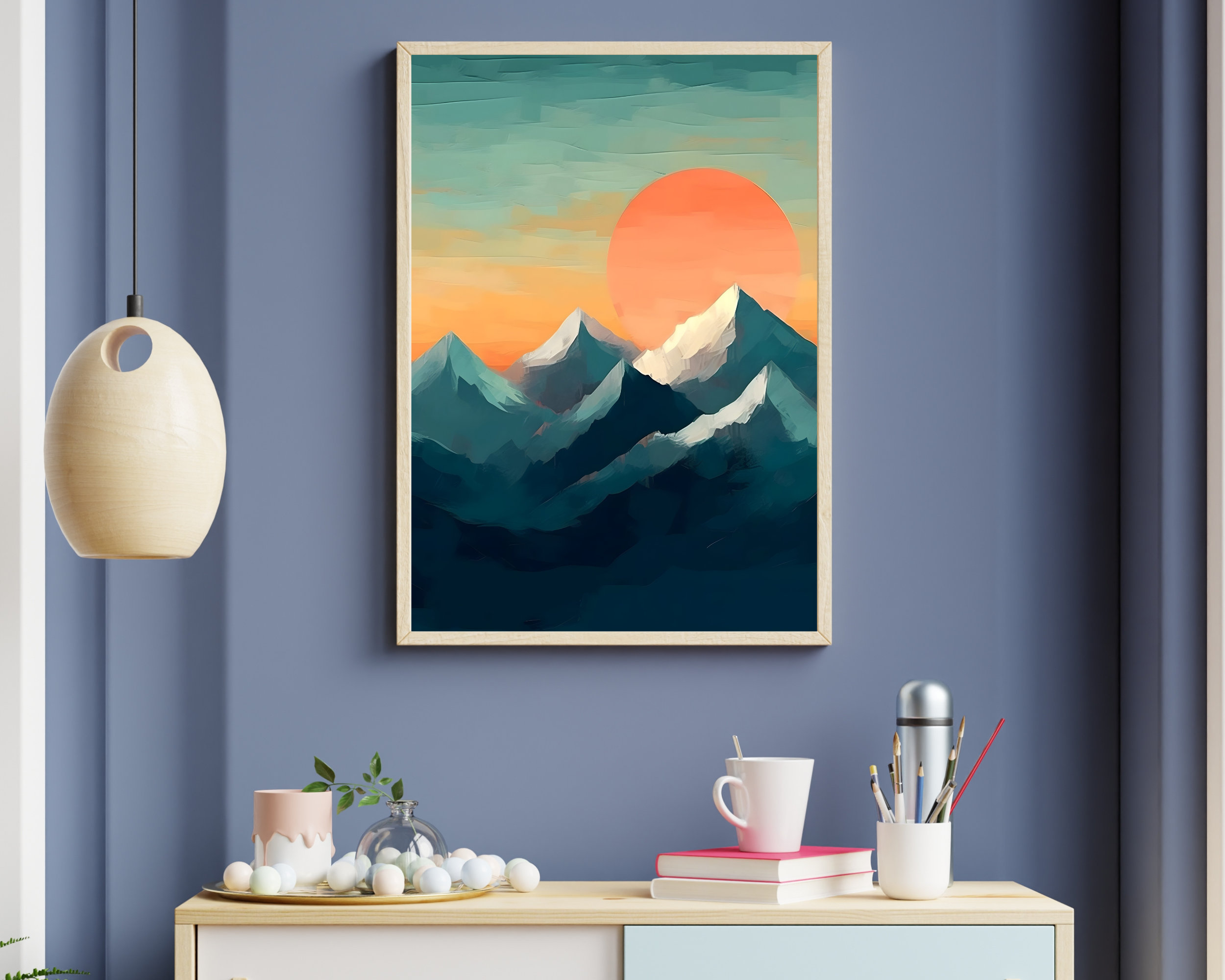 Mountain Sunset Print | Nature Wall Art | Mountain Art | Sunset Poster ...