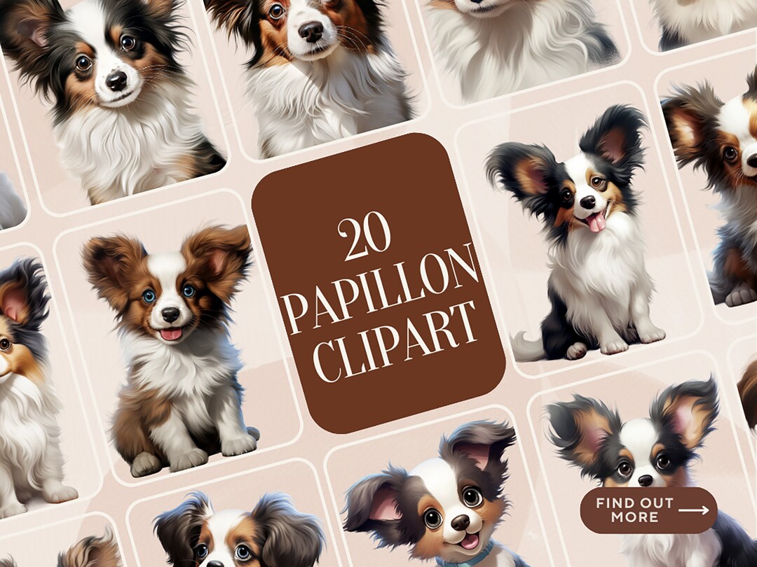Papillon Dogs Clipart Cute Dog Image Clipart Cute Puppy - Etsy