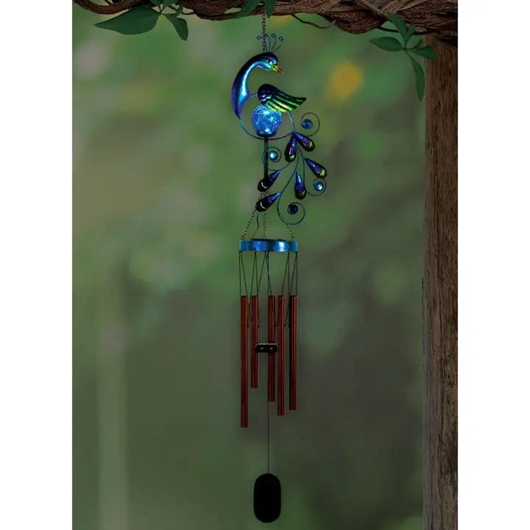 38" Peacock Spring Garden Solar Wind Chime - Etsy