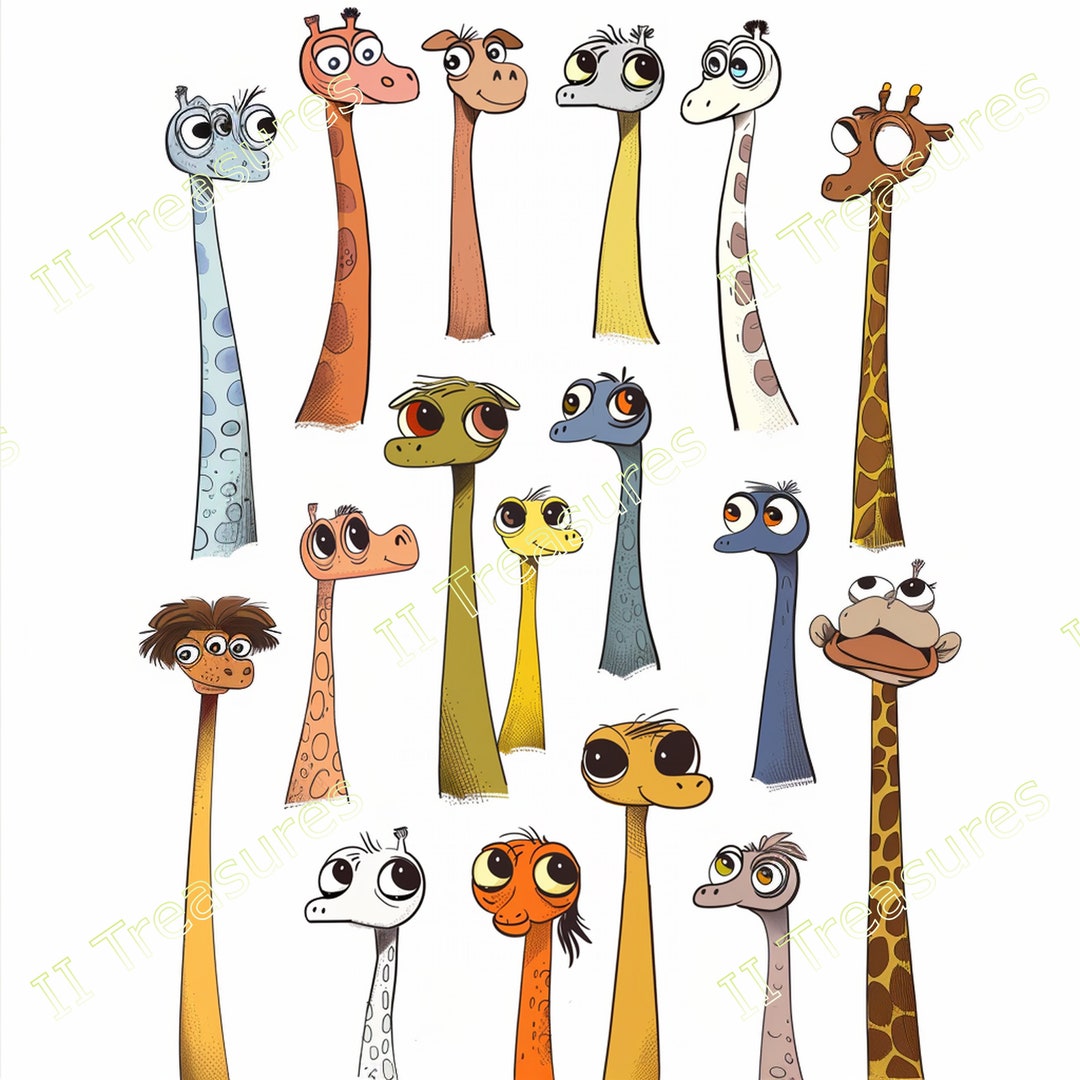 Giraffes, Digital Clip Art, PNG, Digital Images, Design Elements, Decor ...