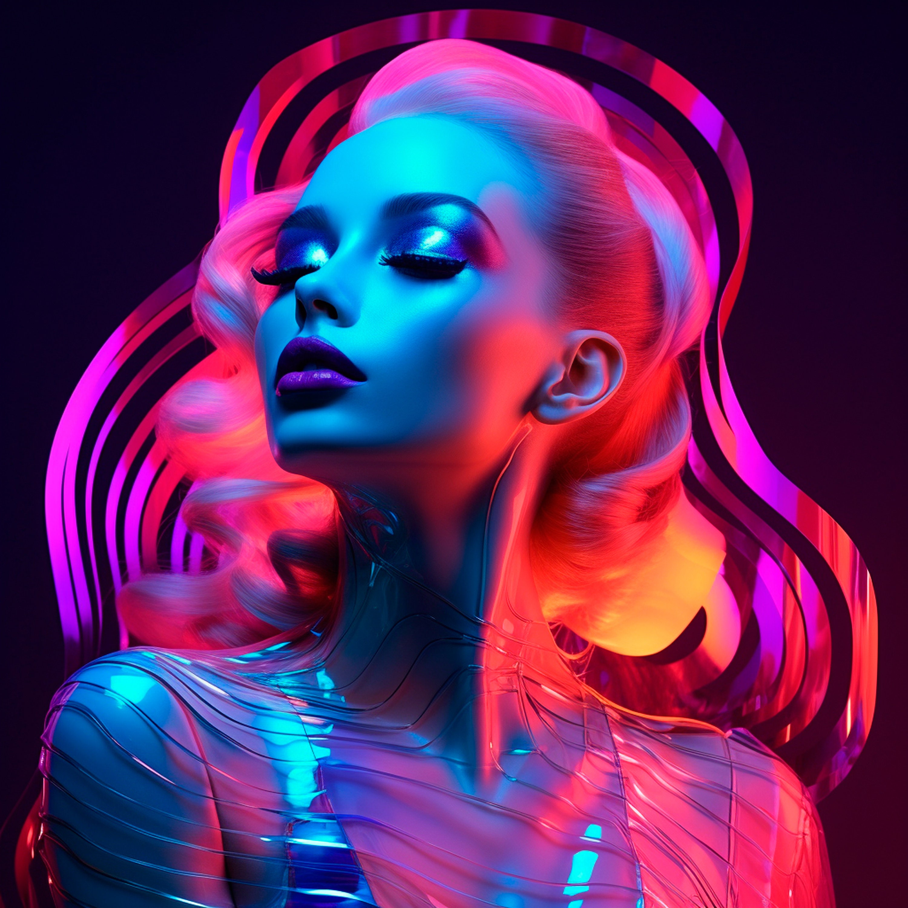 Digital Clip-art Wall Posters Beautiful Girl Neon Colors - Etsy