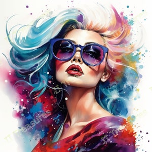 Watercolor, Beautiful Woman, Digital Poster, Design Elements, Decor ...