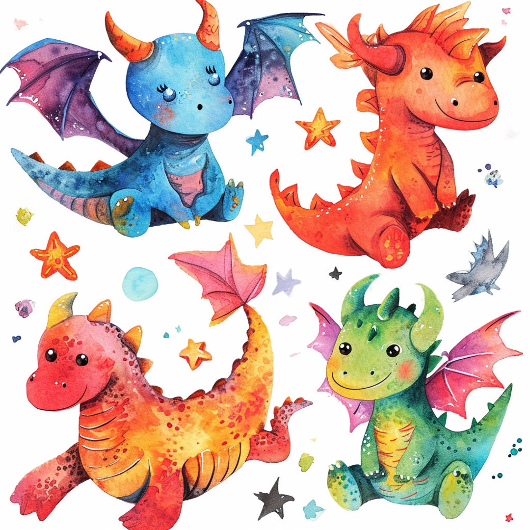 Watercolor, Clip Art, Dragons, Symbols, Years, PNG, Wall Posters, Nice ...