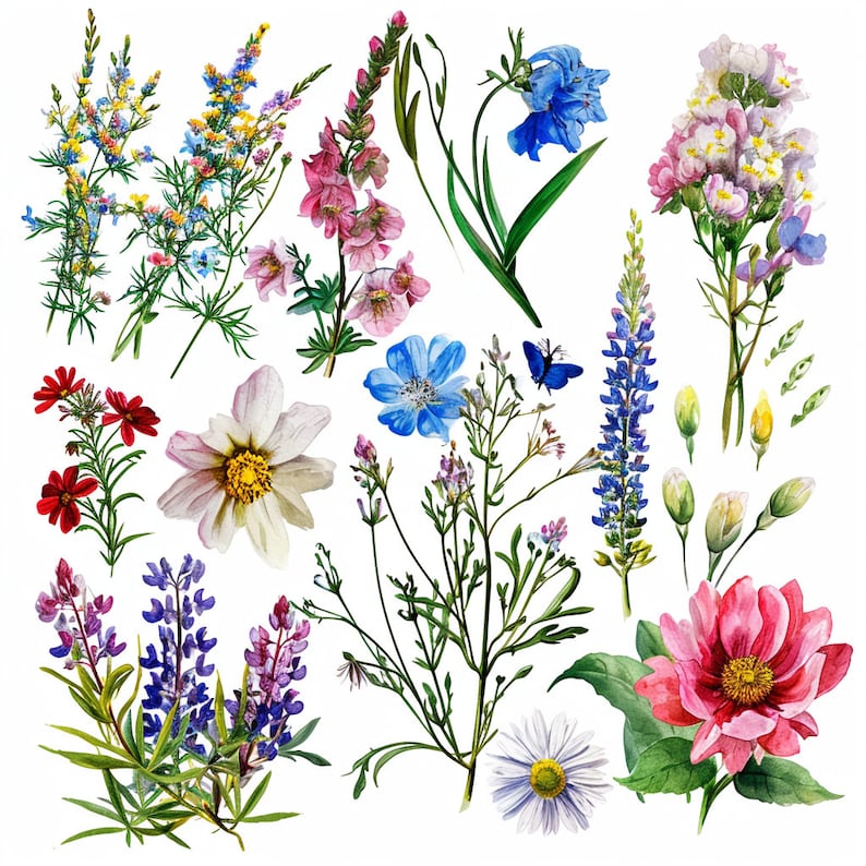 Watercolor, Clip Art, PNG, Wildflowers, Flower Arrangement, Home Decor ...