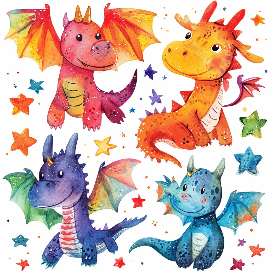 Watercolor, Clip Art, Dragons, Symbols, Years, PNG, Wall Posters, Nice ...