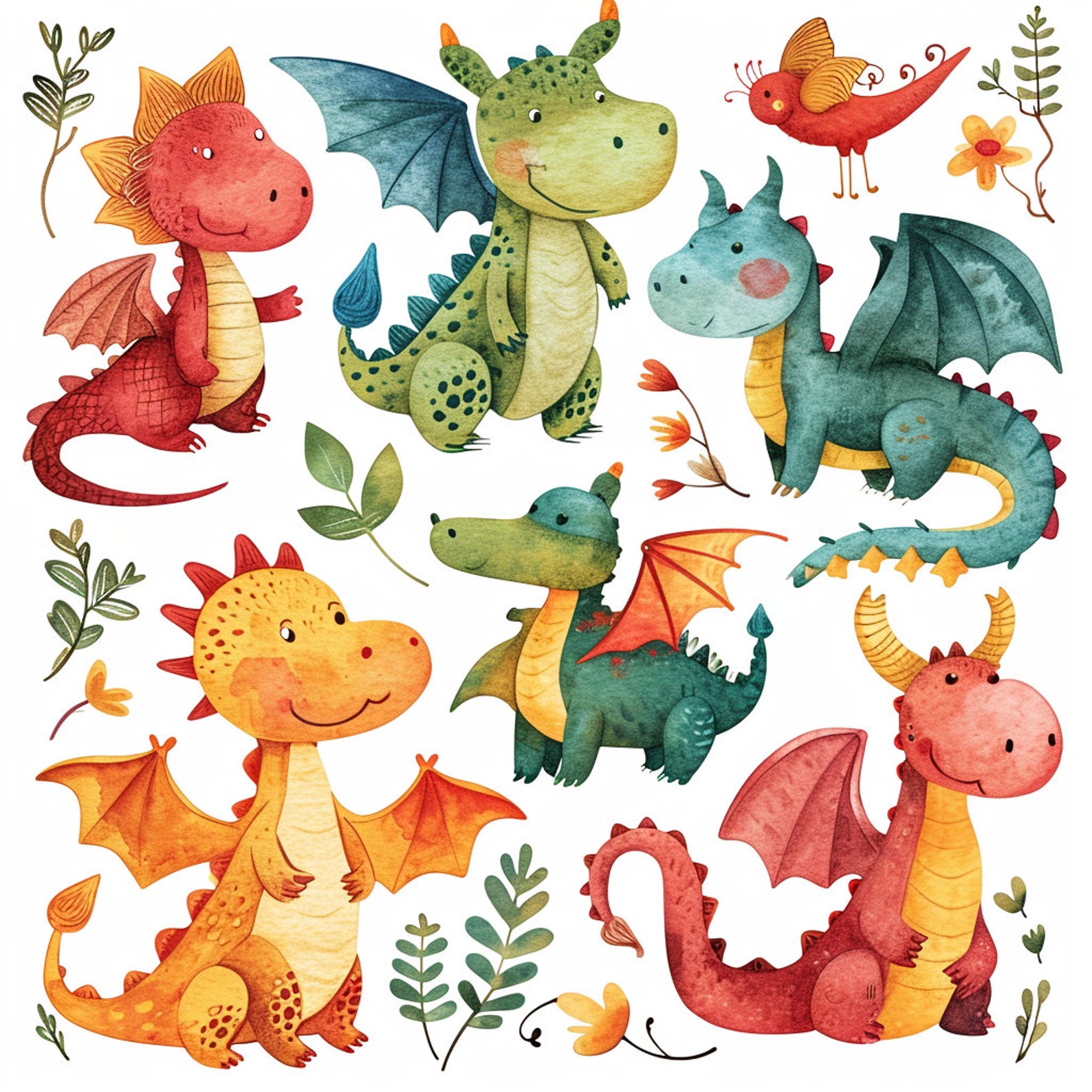 Watercolor, Clip Art, Dragons, Symbols, Years, PNG, Wall Posters, Nice ...
