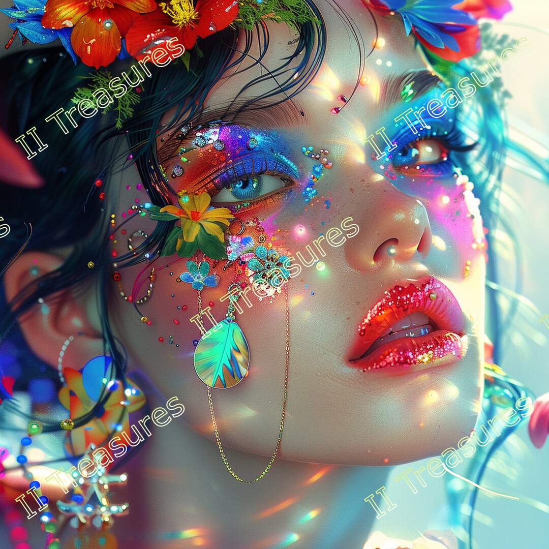 Beautiful Woman, Exotic Makeup, Digital Poster, Design Elements, Decor ...