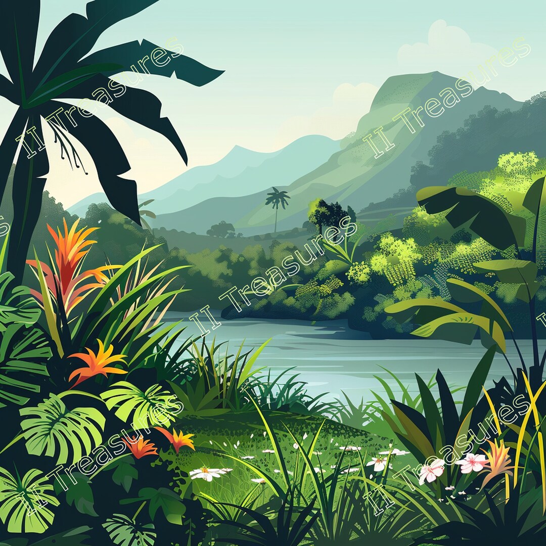 Exotic Landscape, Digital Poster, Design Elements, Decor, Home Design ...