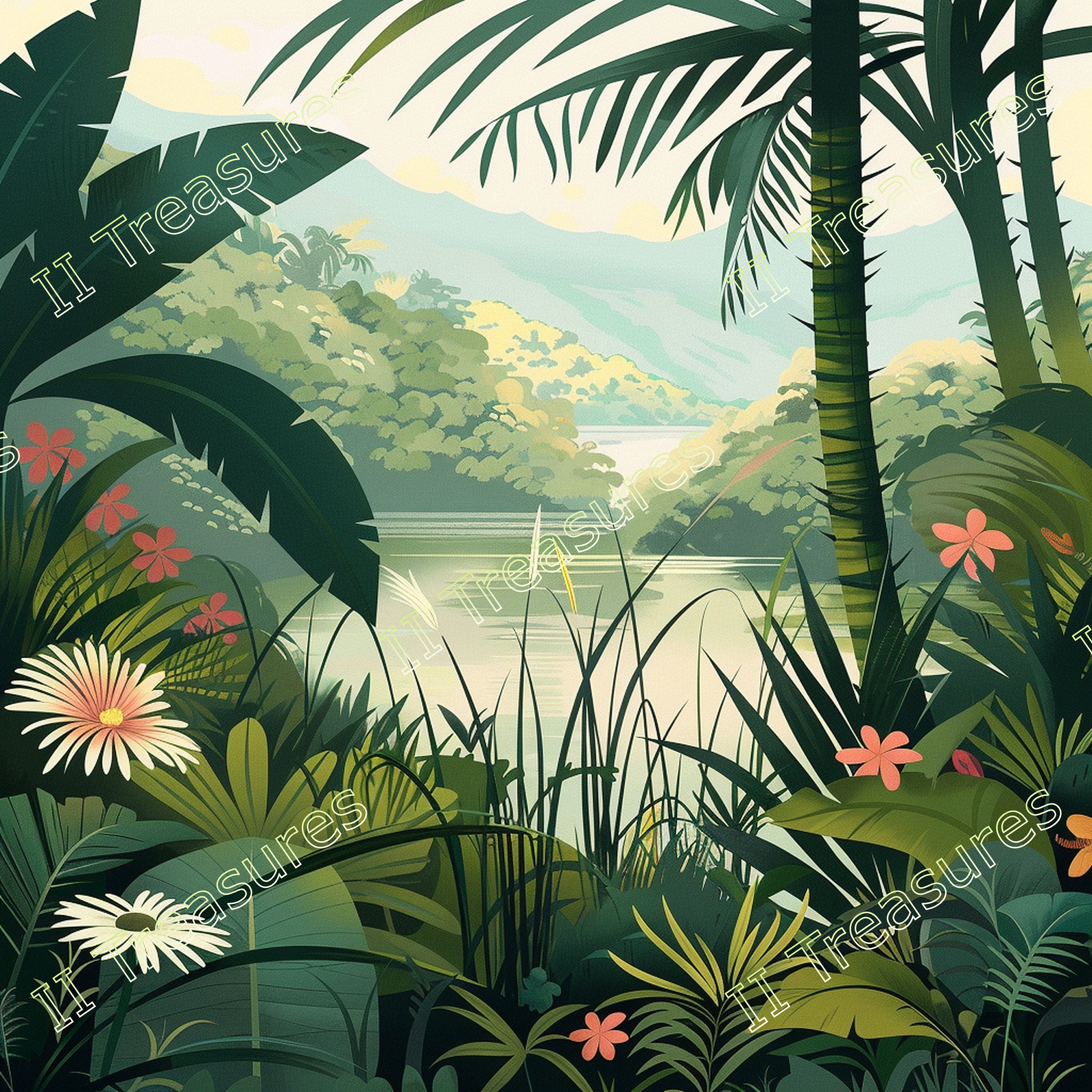 Exotic Landscape, Digital Poster, Design Elements, Decor, Home Design ...