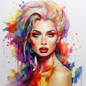 Watercolor, Beautiful Woman, Digital Poster, Design Elements, Decor ...