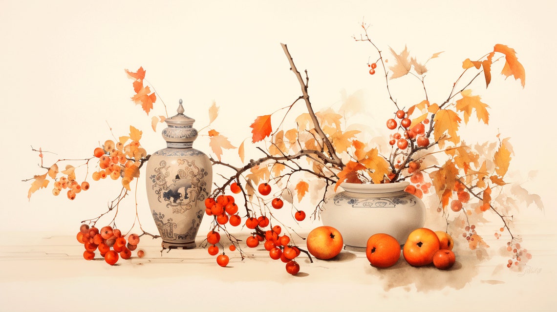 Autumn Still Life, Digital Clip-art, Wall Posters, Home Decor, Good Gift, Digital Download - Etsy