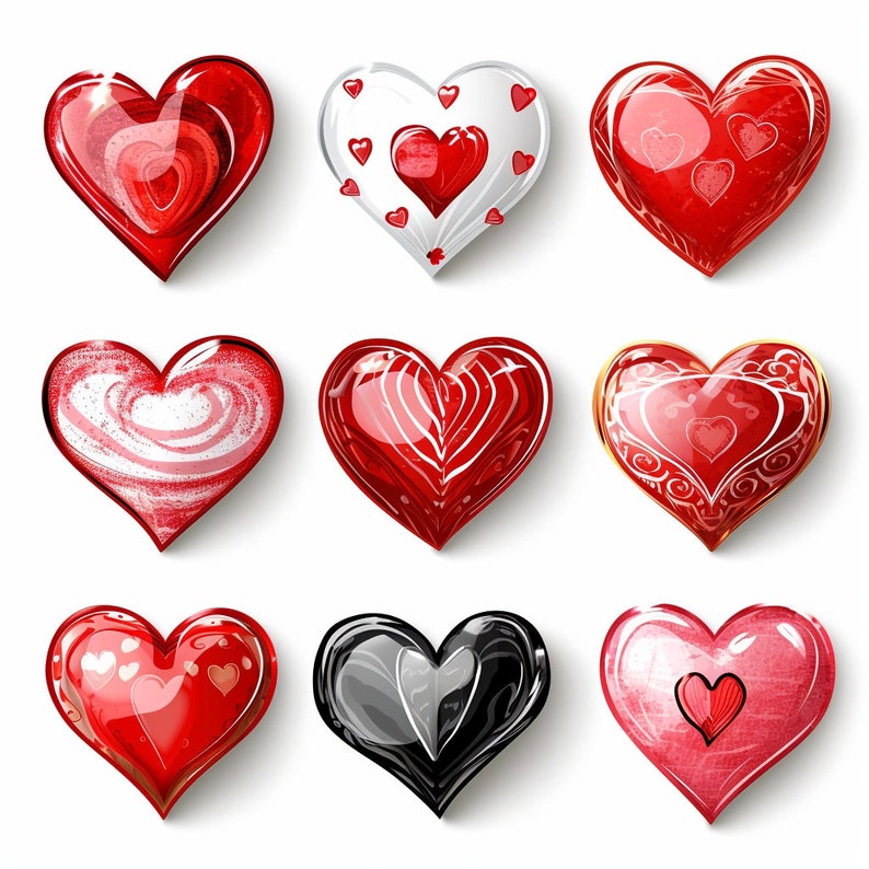 Clip Art, Heart Set, Valentine's Day, PNG, Digital Wall Posters, Home ...