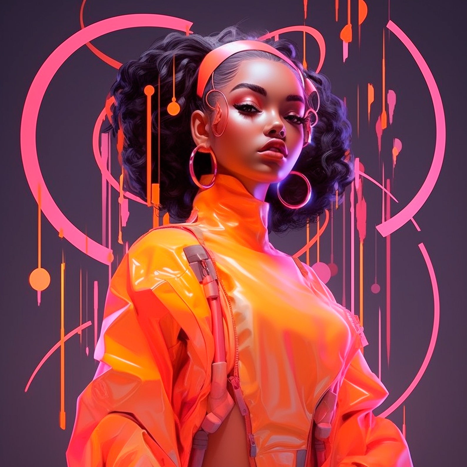 Digital Clip-art Wall Posters Beautiful Girl Neon Colors - Etsy