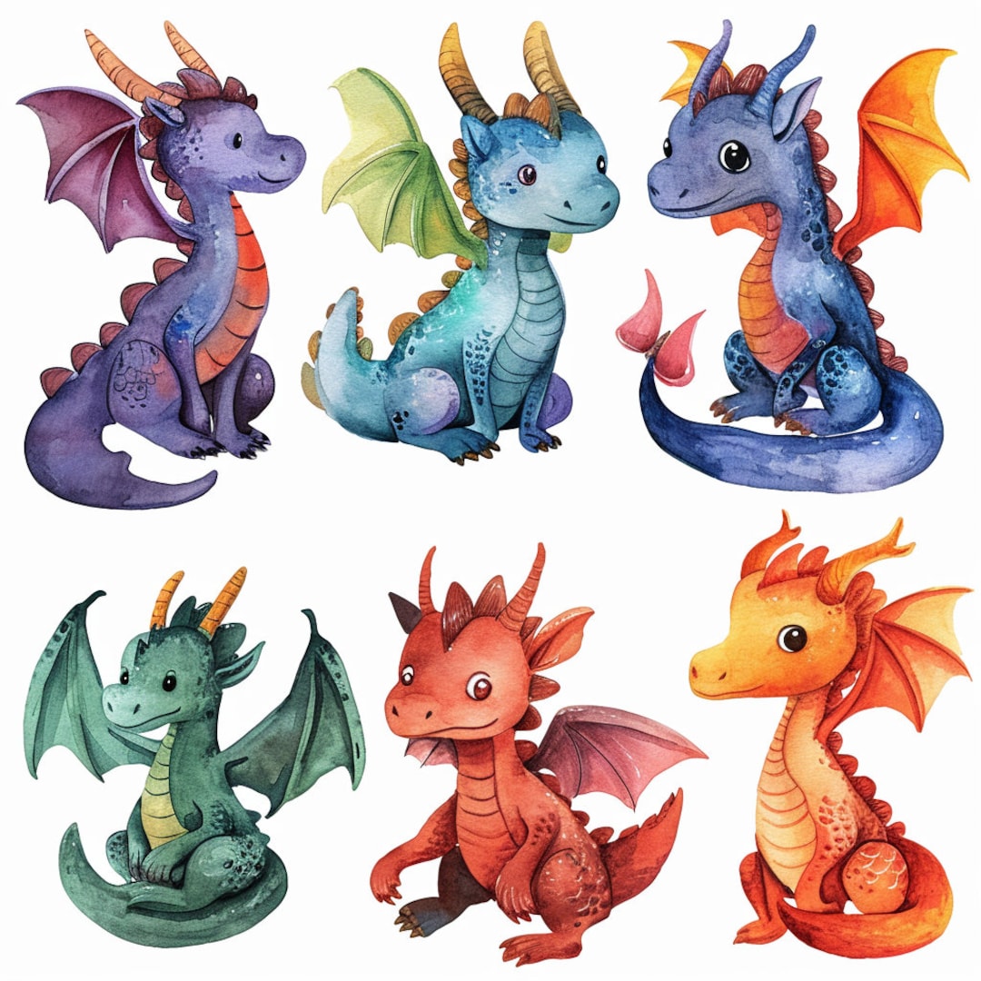 Watercolor, Clip Art, Dragons, Symbols, Years, PNG, Wall Posters, Nice ...