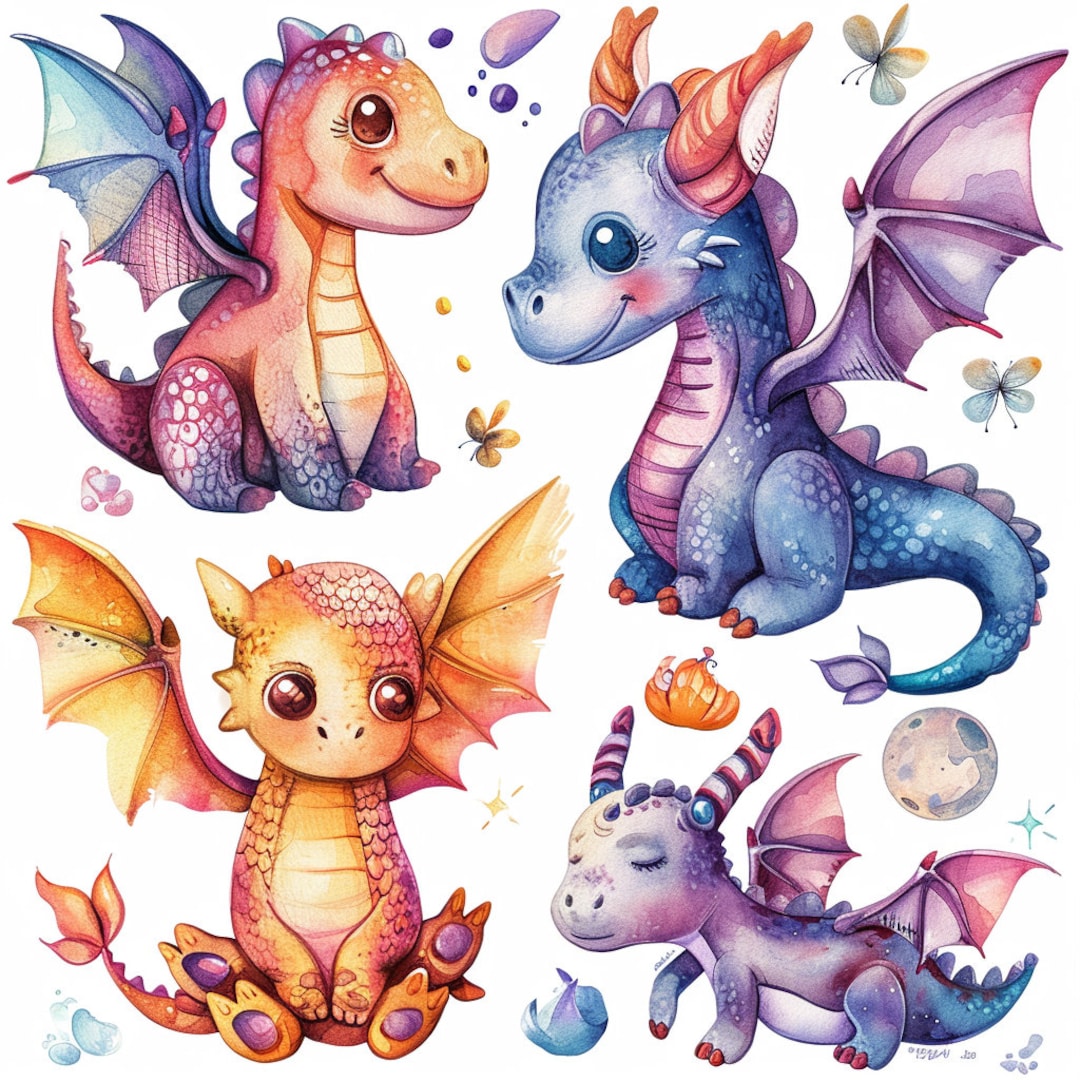 Watercolor, Clip Art, Dragons, Symbols, Years, PNG, Wall Posters, Nice ...