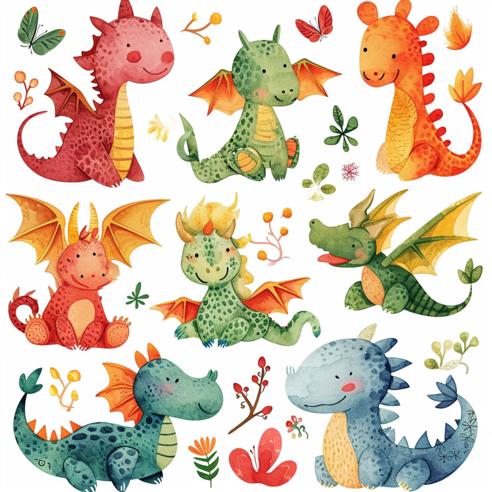 Watercolor, Clip Art, Dragons, Symbols, Years, PNG, Wall Posters, Nice ...