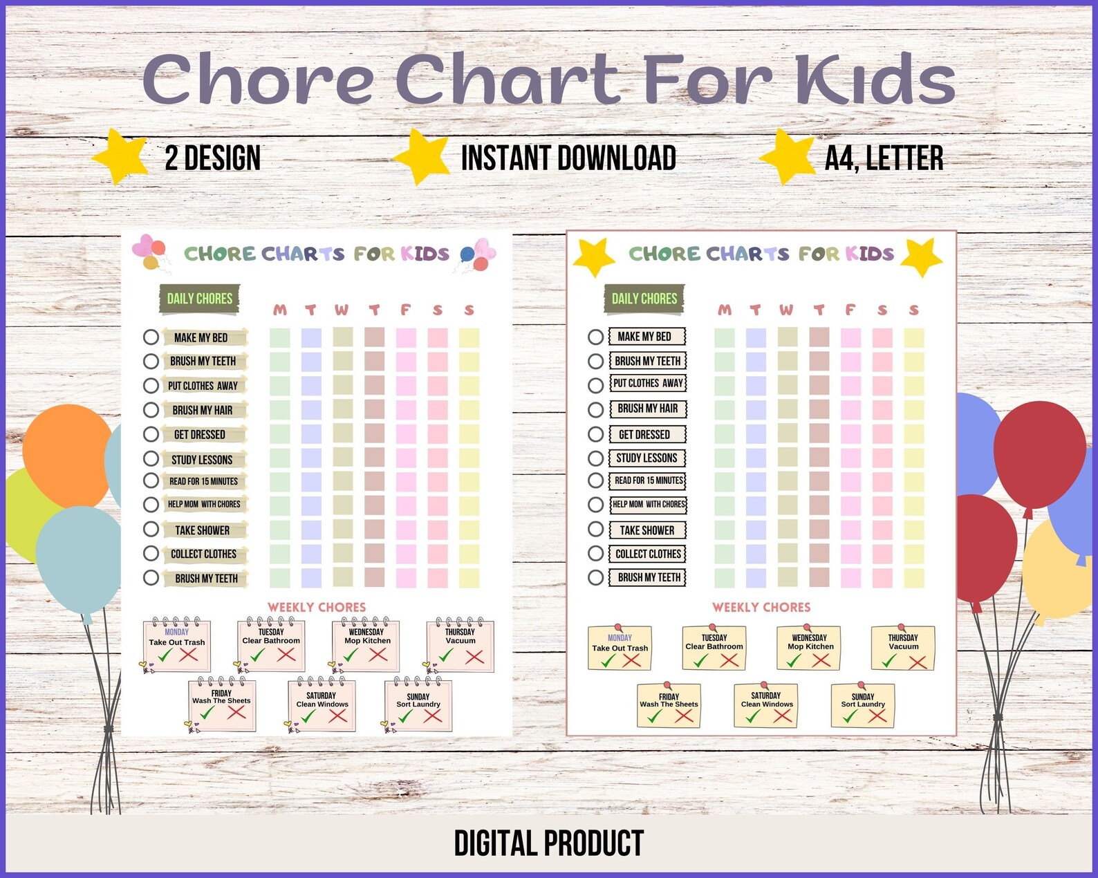 Chore Chart for Kids, Printable Chore Chart for Kids,kids ...