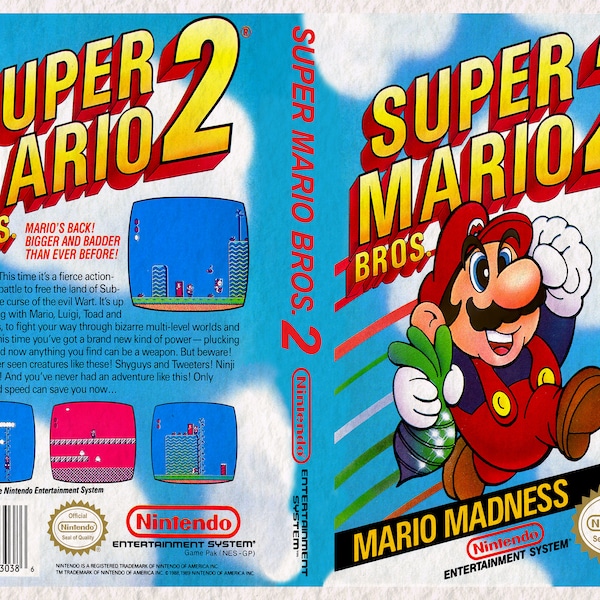 Super Mario Bros 2 Retro Nintendo Nes Video Game Box - Etsy