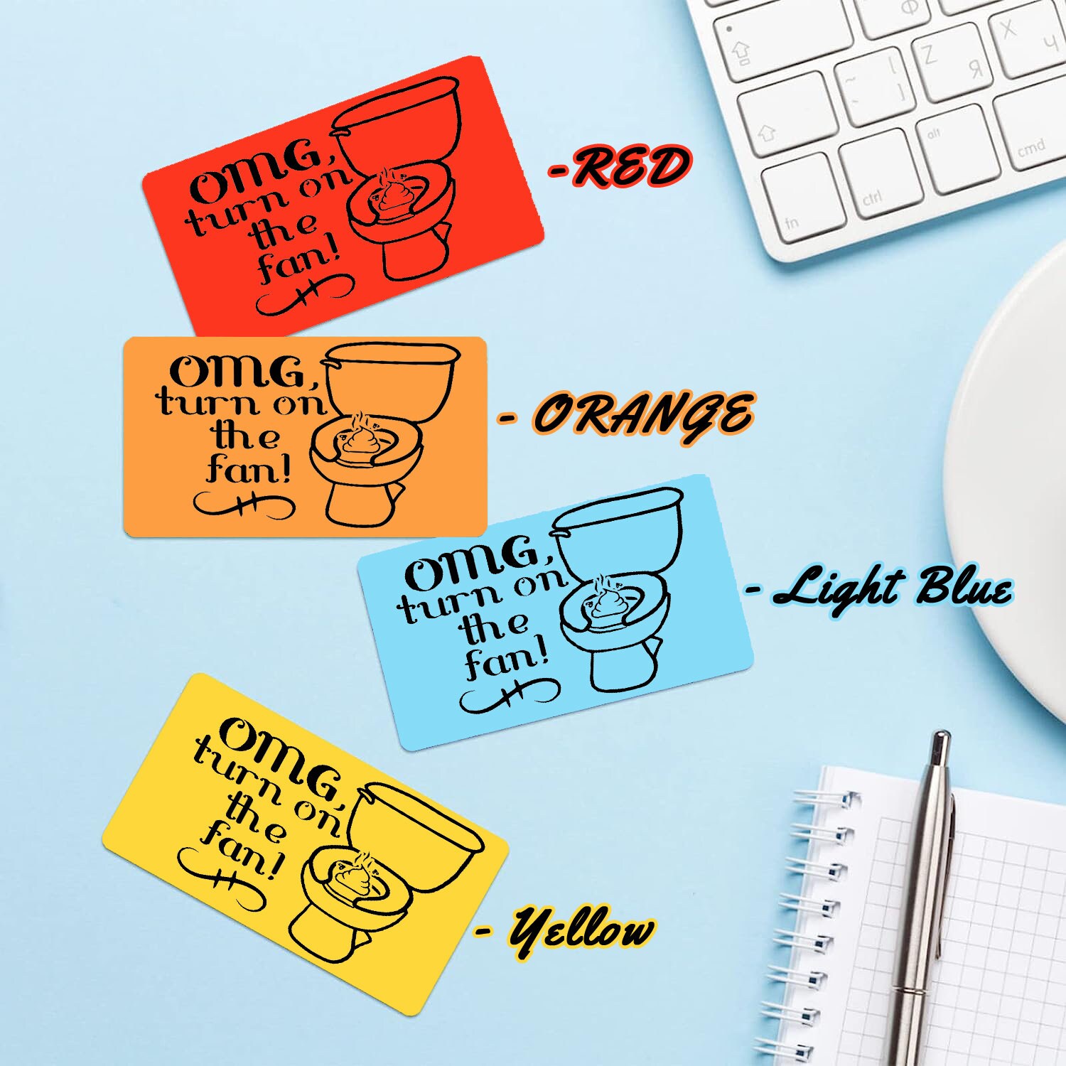 OMG Turn on the Fan Stickers Stinky Bathroom Labels 5 1000 Pack Laptop ...