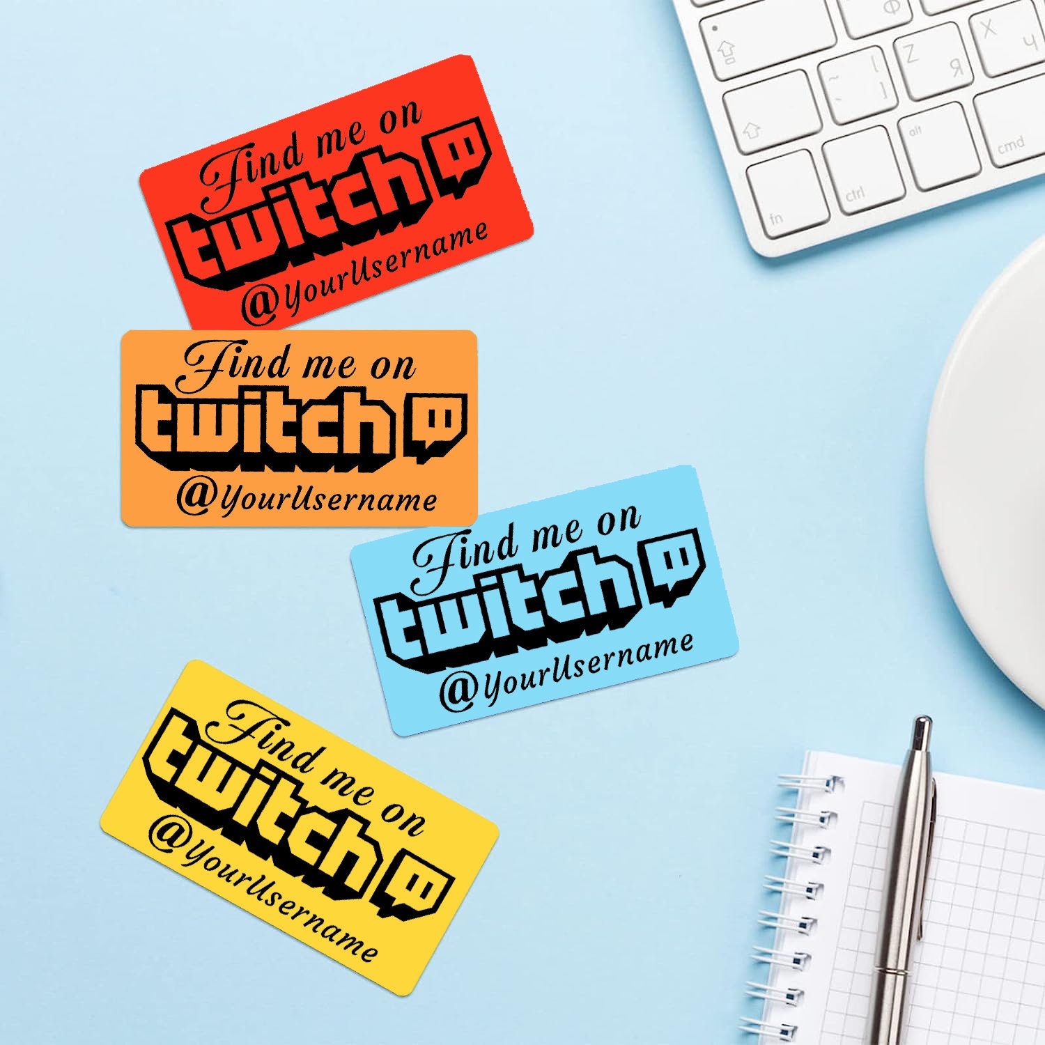 Custom Twitch User Name Stickers - 5 - 1000 Pack Laptop Wall Handle ...